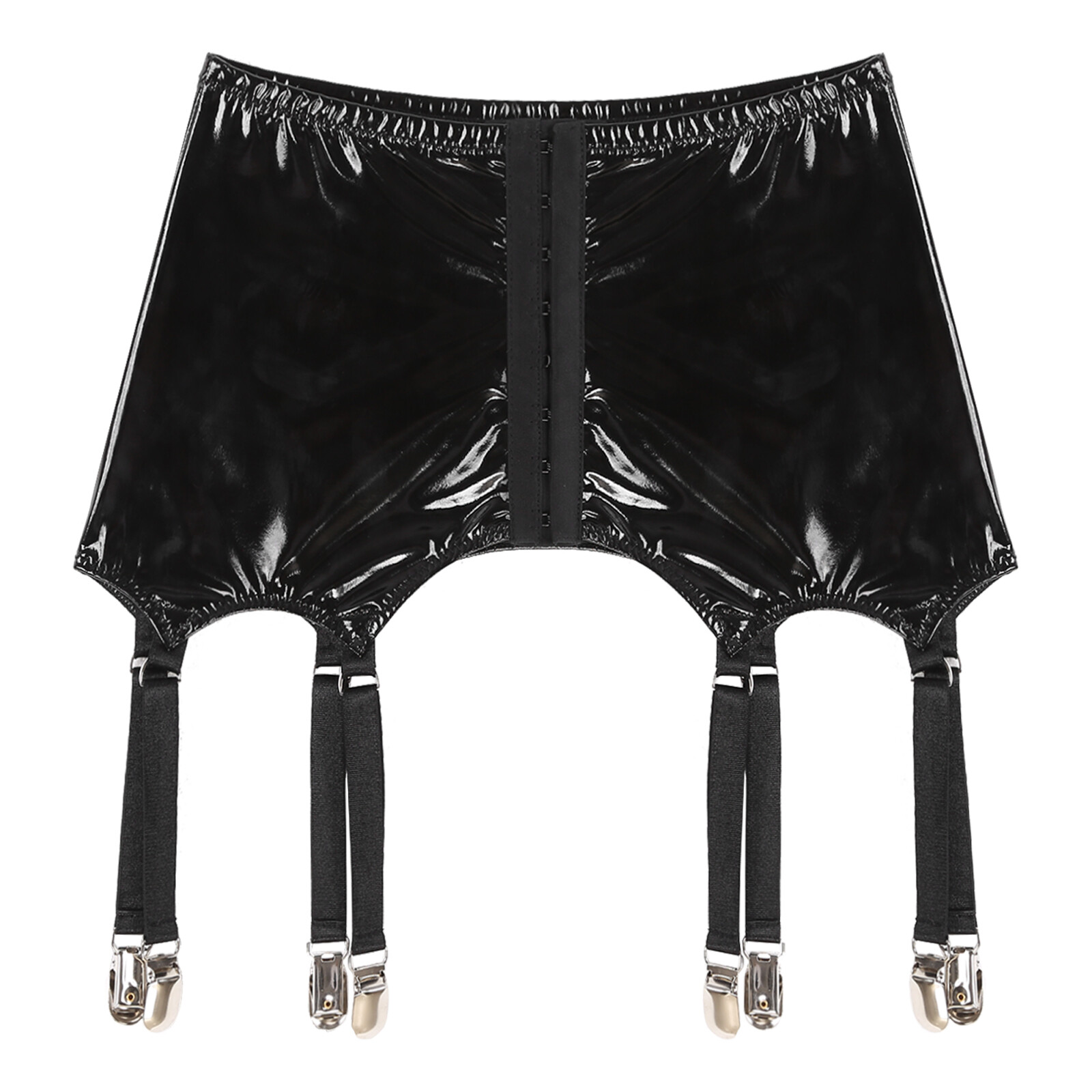 Women PVC Leather Garter Belt with 8 Straps for Thigh High Stockings ...