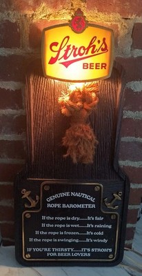 Vintage Stroh's Beer Nautical Rope Advertising Sign Barometer Bar ...