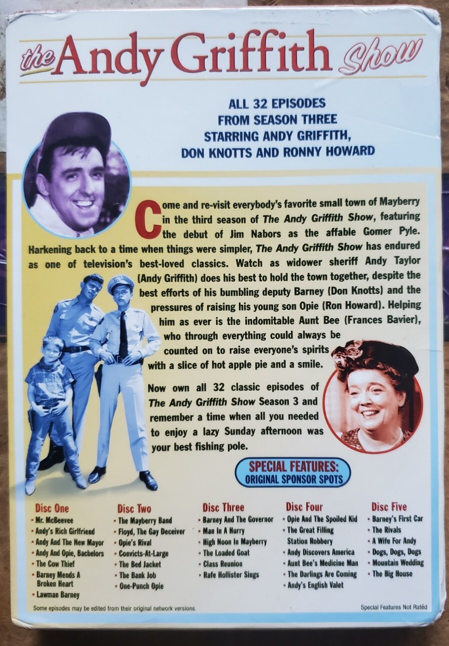 The Andy Griffith Show - The Complete Third Season (DVD, 2005, 5-Disc ...
