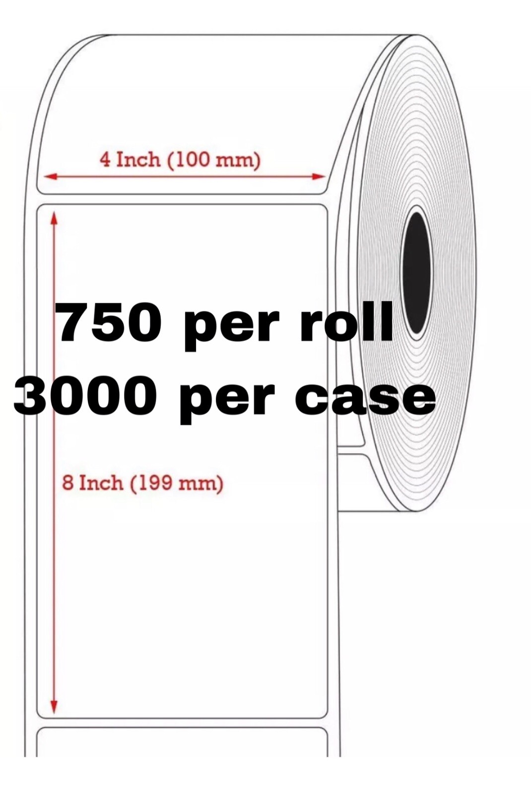 (3000) Zebra 4” X 8” Z-Perform 1000D Shipping Labels (4 Rolls of 750 ...