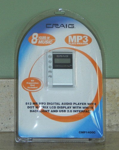 New Craig Personal MP3 Digital Audio Player CMP1400C Silver 512 MB ...