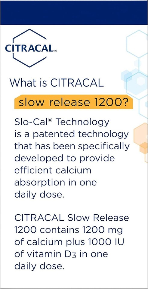 Citracal Calcium Slow Release 1200 + D3, 80 Coated Tablets ...