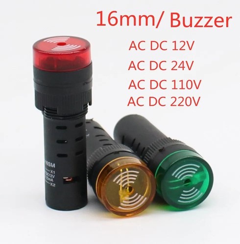 Sound and Light Flashing Buzzer Alarm Red Green Yellow 16mm 12V 24 110V ...