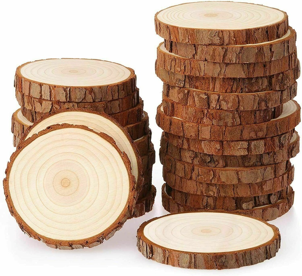 300Pcs Wooden Slices 5-6 cm Wood Log Discs Circles Round Rustic Wedding ...