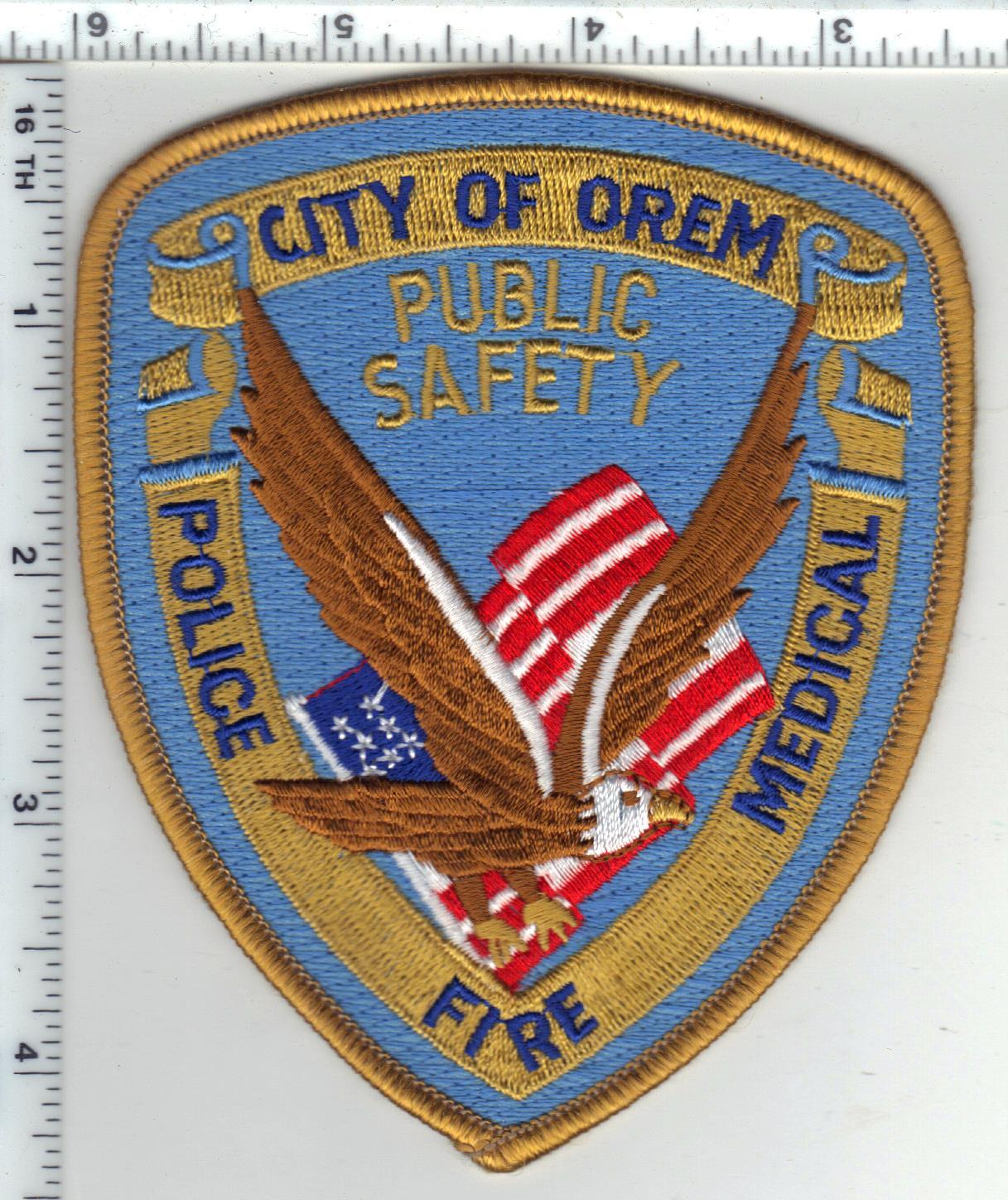 City of Orem Public Safety (Utah) 1st Issue Shoulder Patch from the ...