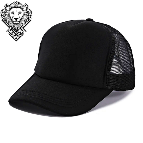 Unisex Snapback Baseball Cap Adjustable Breathable Mesh Solid Black ...