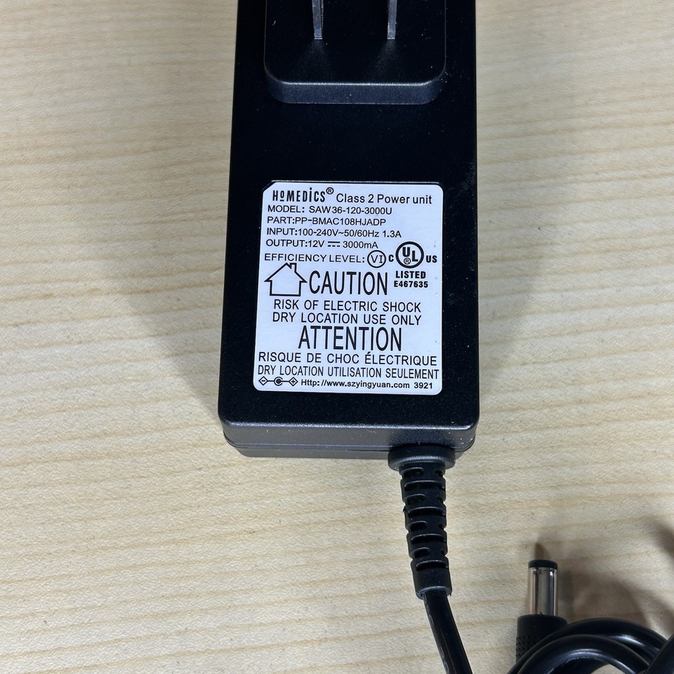 Homedics Class 2 Power Unit Model SAW36-120-3000U 12V 3000mA | eBay