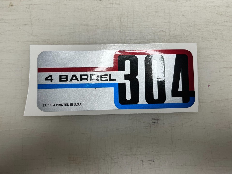 Fits JEEP AMC 304 V8 304 4 BARREL Sticker for/fits Jeep CJ & Other AMC ...