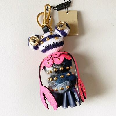 $395 Burberry Hugo The Lobster Studded Leather Bag Charm Stuffed Animal ...
