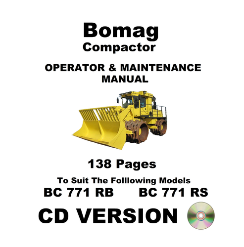Bomag BC 771 RB + BC 771 RS Compactor Operator Operation Driver Manual ...