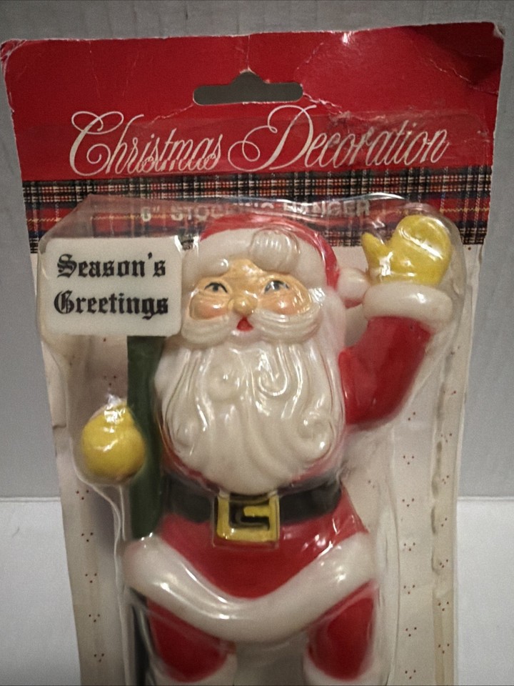VTG Christmas Blow Mold Stocking Holder Hanger Santa Claus Candy Cane ...