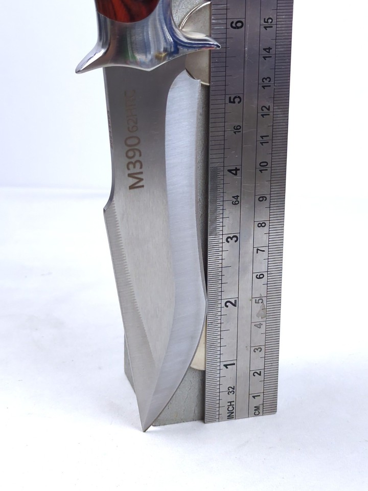 M390 62HRC 10.25-inch STAINLESS STEEL Hunting Knife w/ PU LEATHER ...