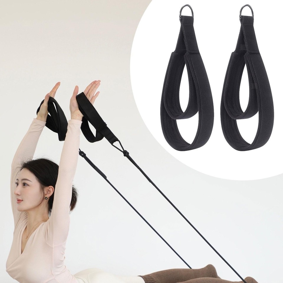 2x Pilates Double Loop Straps for Reformer Pilate Accessories D Rings ...