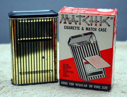 Vintage 1950s NOS “Matchic” Cigarette & Match MCM Flip-top Case Metal ...
