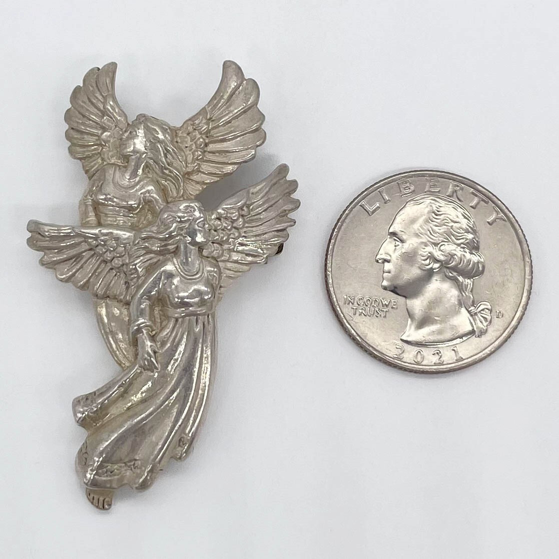 Shube Dakota West Sterling Silver 2 Guardian Angels Pin Brooch Pendant ...