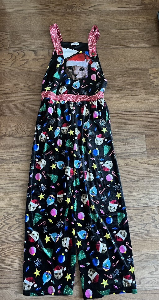 NWT Love on a Hanger One Piece Santa Cat Bib Overalls Jumpsuit Gwen ...