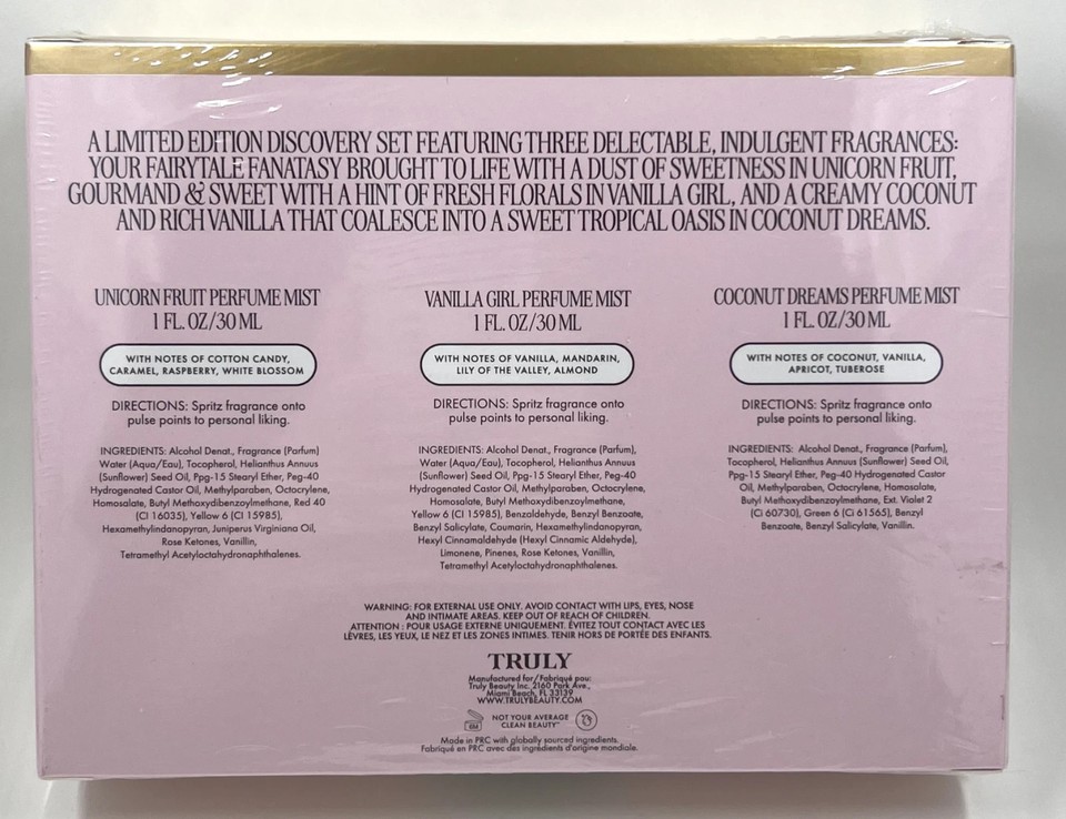 3pc TRULY Perfume Mist Discovery Set Unicorn Fruit, Vanilla Girl ...