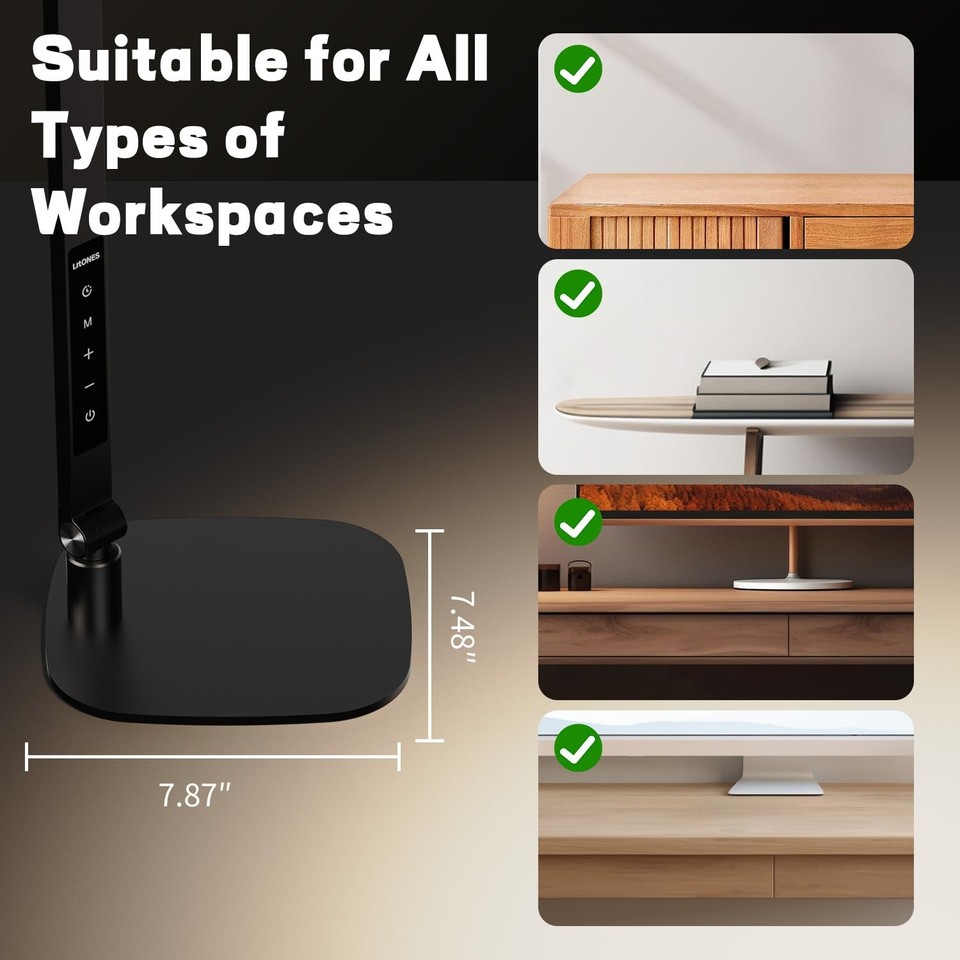 Desk Lamp for Home Office, Eye-Caring Modern Desk Light, 3 Color ...