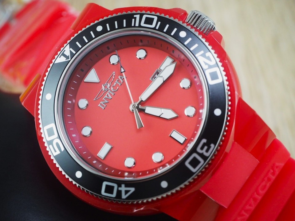 NEW Invicta Men's 52mm GRAND PRO DIVER Quartz ANATOMIC CASE Burgundy ...