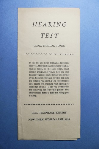 1939 New York Worlds Fair Bell Telephone Company "Bell Test' Score ...
