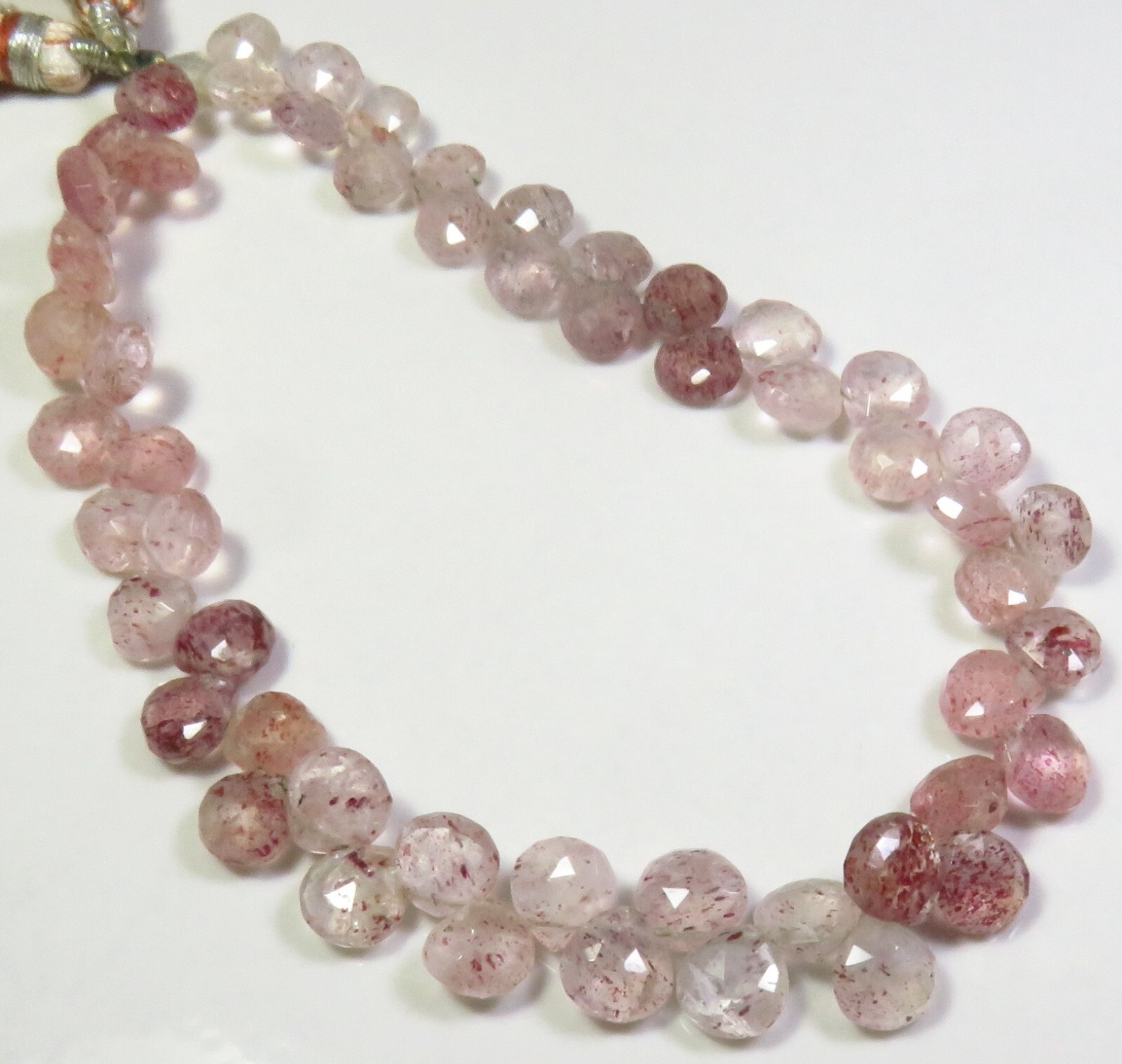 Natural Pink Quartz Strawberry Gems Heart Faceted Gemstone Beads 6.5 mm ...