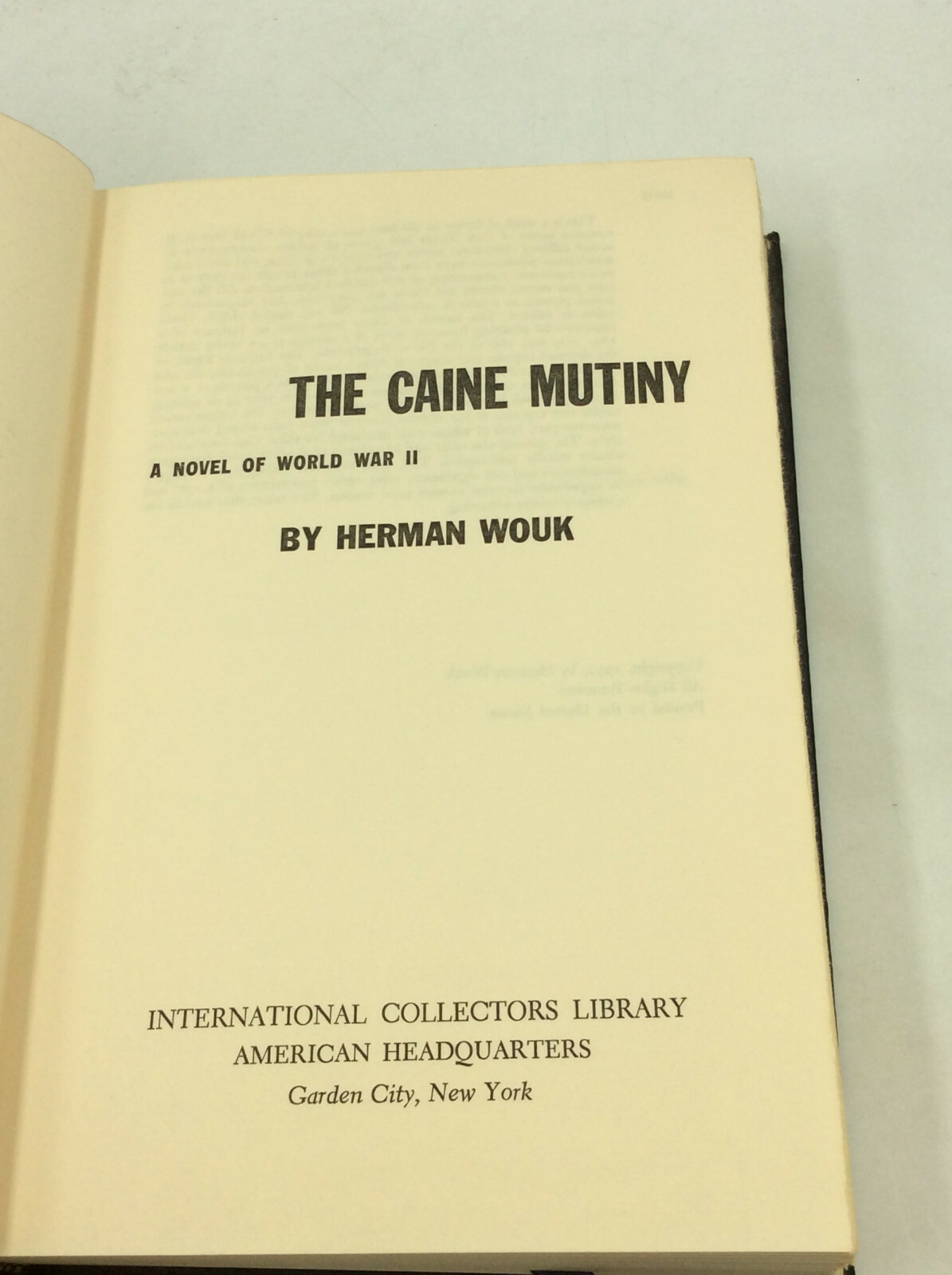 THE CAINE MUTINY: A Novel of World War II by Herman Wouk - 1951 ...