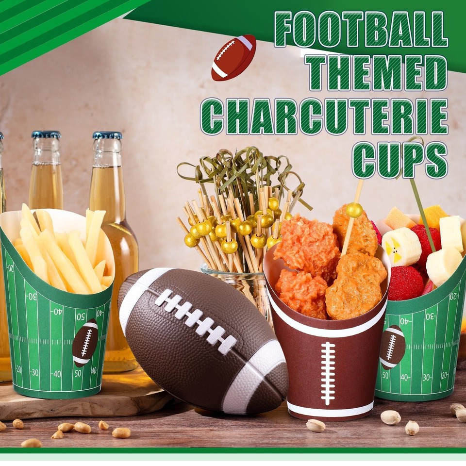 100 Sets Football Themed Charcuterie Cups with Cocktail Picks 12 oz ...