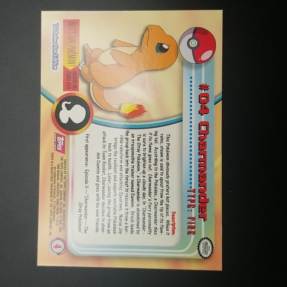 Charmander #04 - TOPPS Red Logo - TV Series 1 - Non-Holo - POKEMON CARD ...