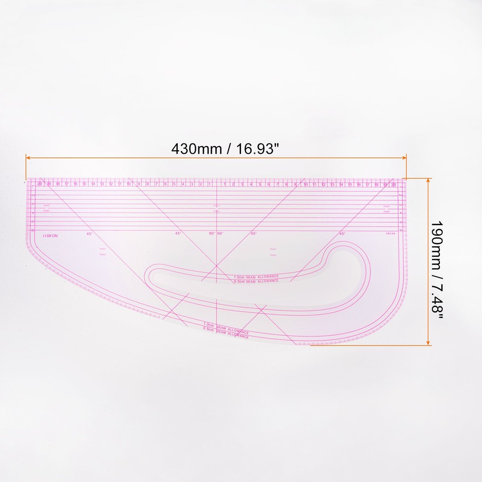Styling Sewing French Curve Ruler, 43x19cm Clear Sewing Pattern Making ...