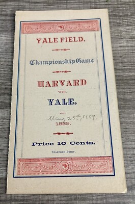 19th century 1889 HARVARD v YALE Champion college baseball PROGRAM ...