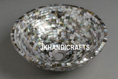 12" Round Black & White Sea Shell mother of pearls Inlay Counter Sink ...