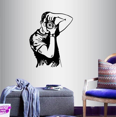 Vinyl Decal Photographer Guy Man Taking Photo Camera Studio Wall ...
