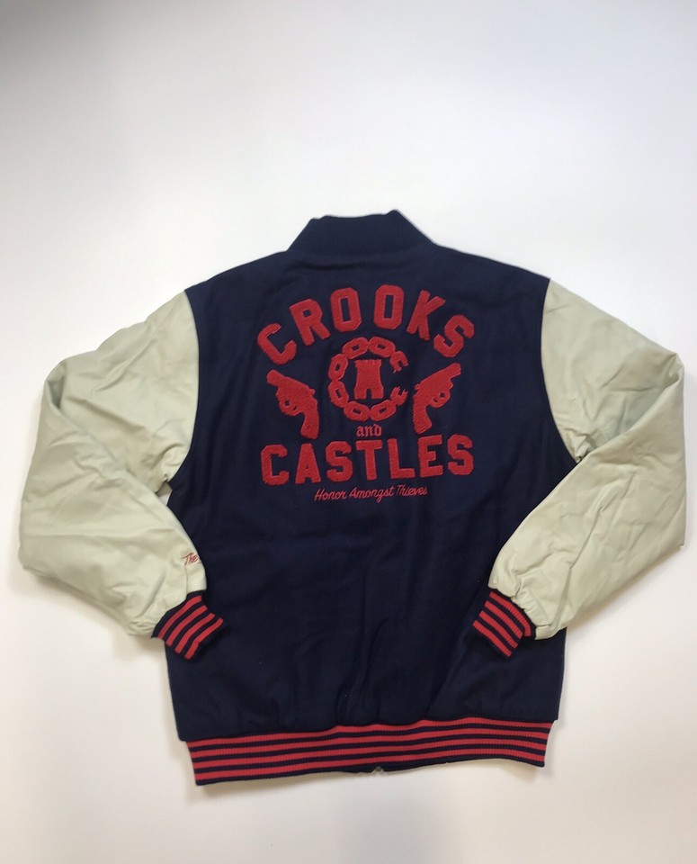 Crooks & castles outwear 100% authentic multicolor varsity collared ...