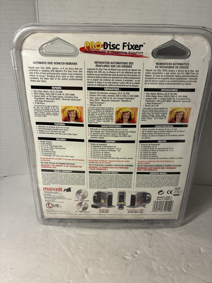 Maxell PRO-Disc Fixer DSR-1 CD DVD Game Disc Repair & Cleaning System ...