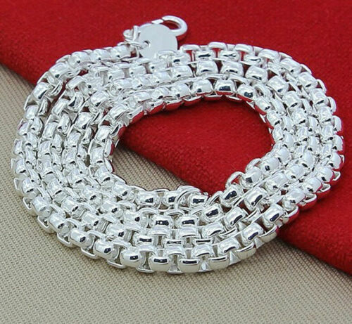 Mens womens 925 Sterling Silver 6mm Smooth Box Link Chain Necklace 18 ...