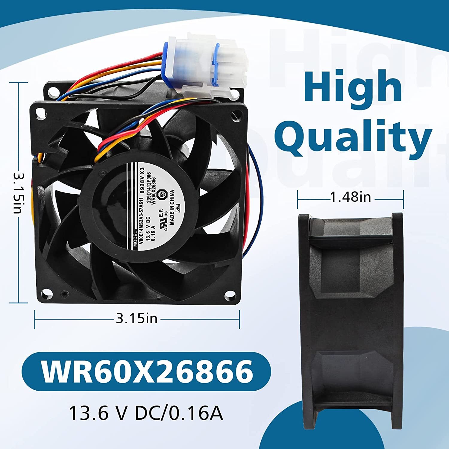 Refrigerator Evaporator Fan Motor WR60x26866 WR49x25197 WR60X10356 ...