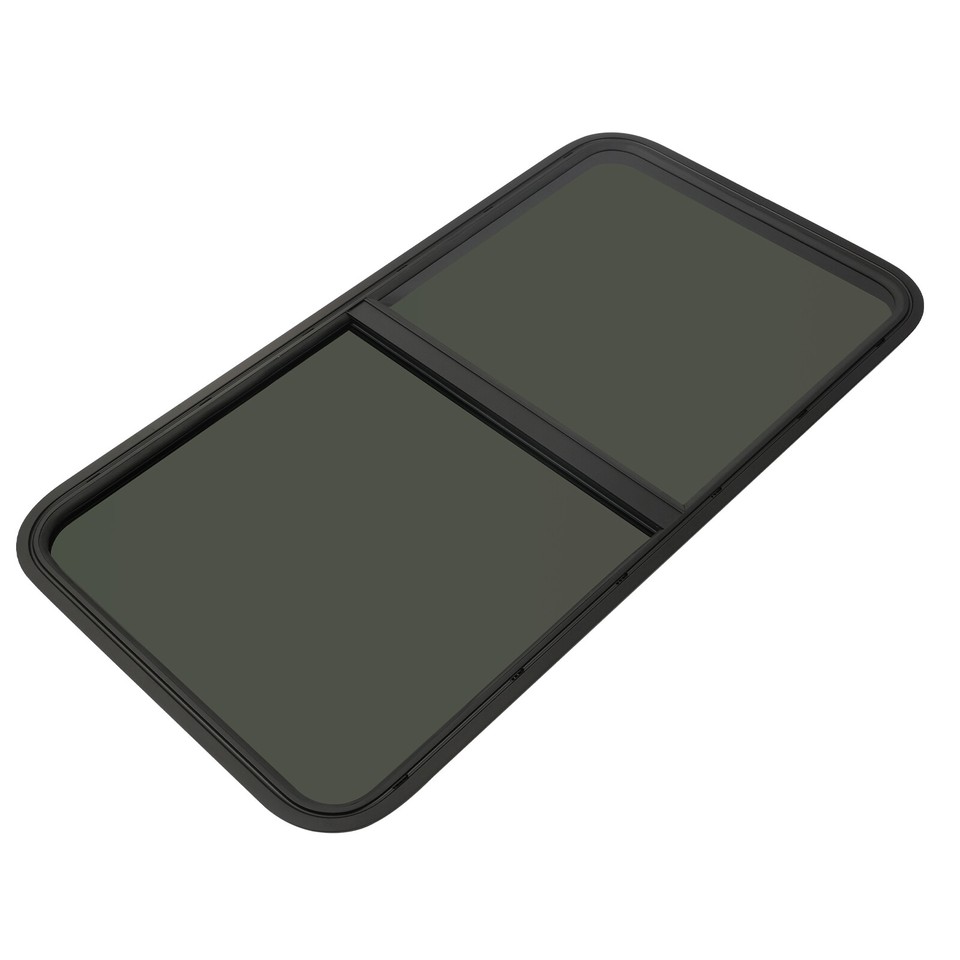 Horizontal Privacy Sliding Window w/Trim Ring Black 24"X 20" Universal ...