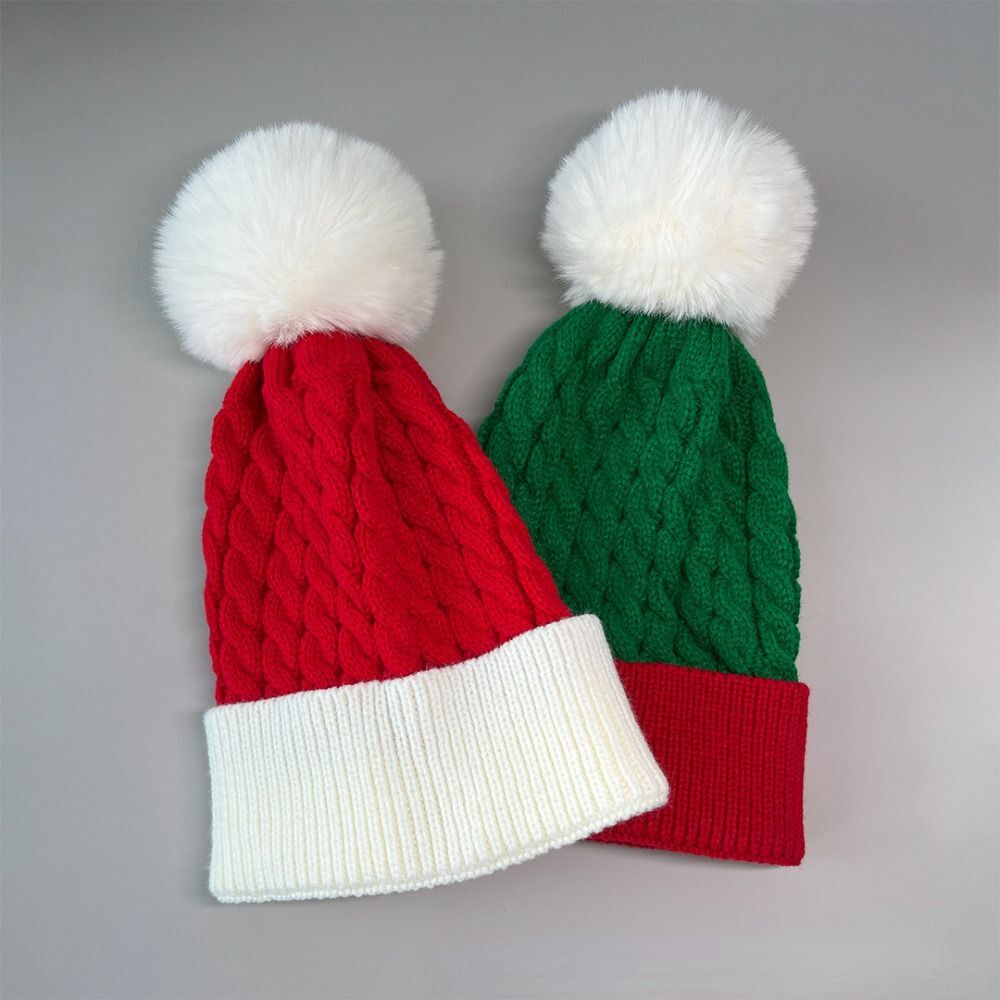 Cute Santa Claus Hat Winter Warm Knitted Woolen Hat Christmas Hat Adult ...