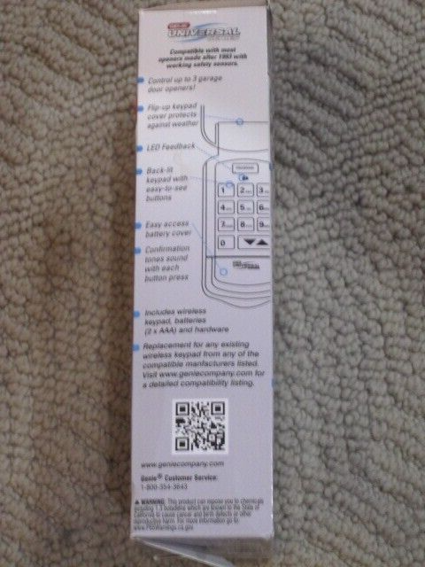 Genie GUK-R Universal Series Portable Backlit Wireless Keypad Entry System | eBay