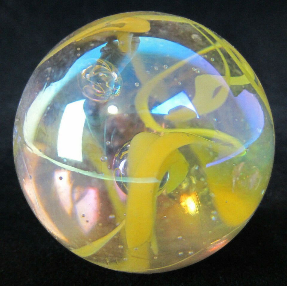 2" TOE BREAKER 50mm YELLOW SPAGHETTI Wire Pull Confetti Marbles glass ...