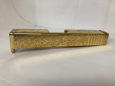 DEEP Laser engraved 24k gold plated glock 26 Slide gen 3 Aztec calendar ...