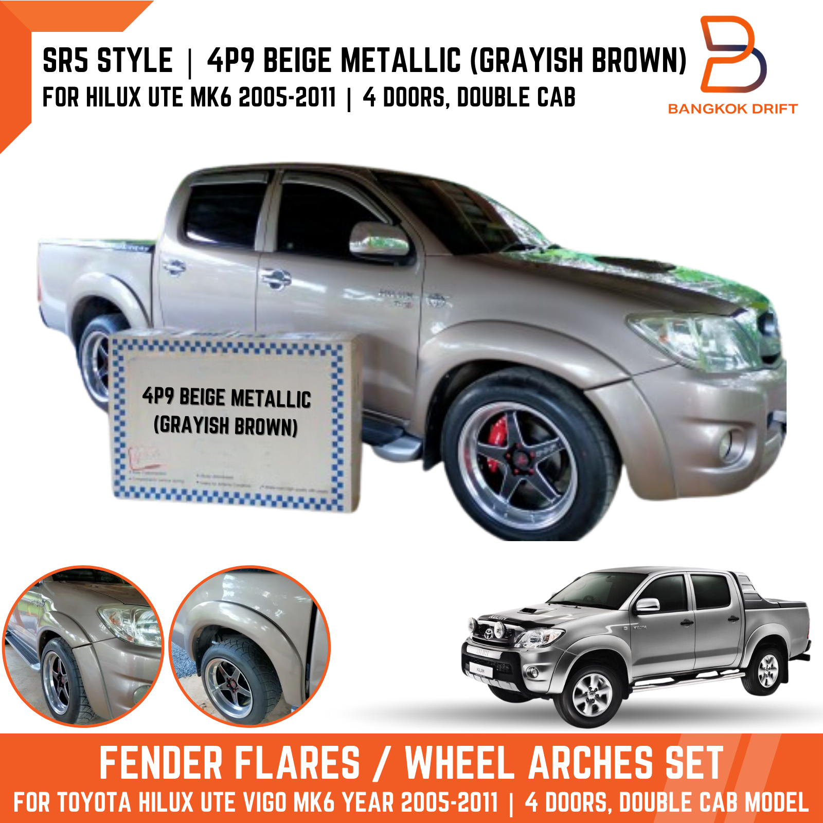 4P9 BEIGE 6" SR5 For Toyota Hilux Vigo MK6 Wheel Arch Fender Flare 05 ...