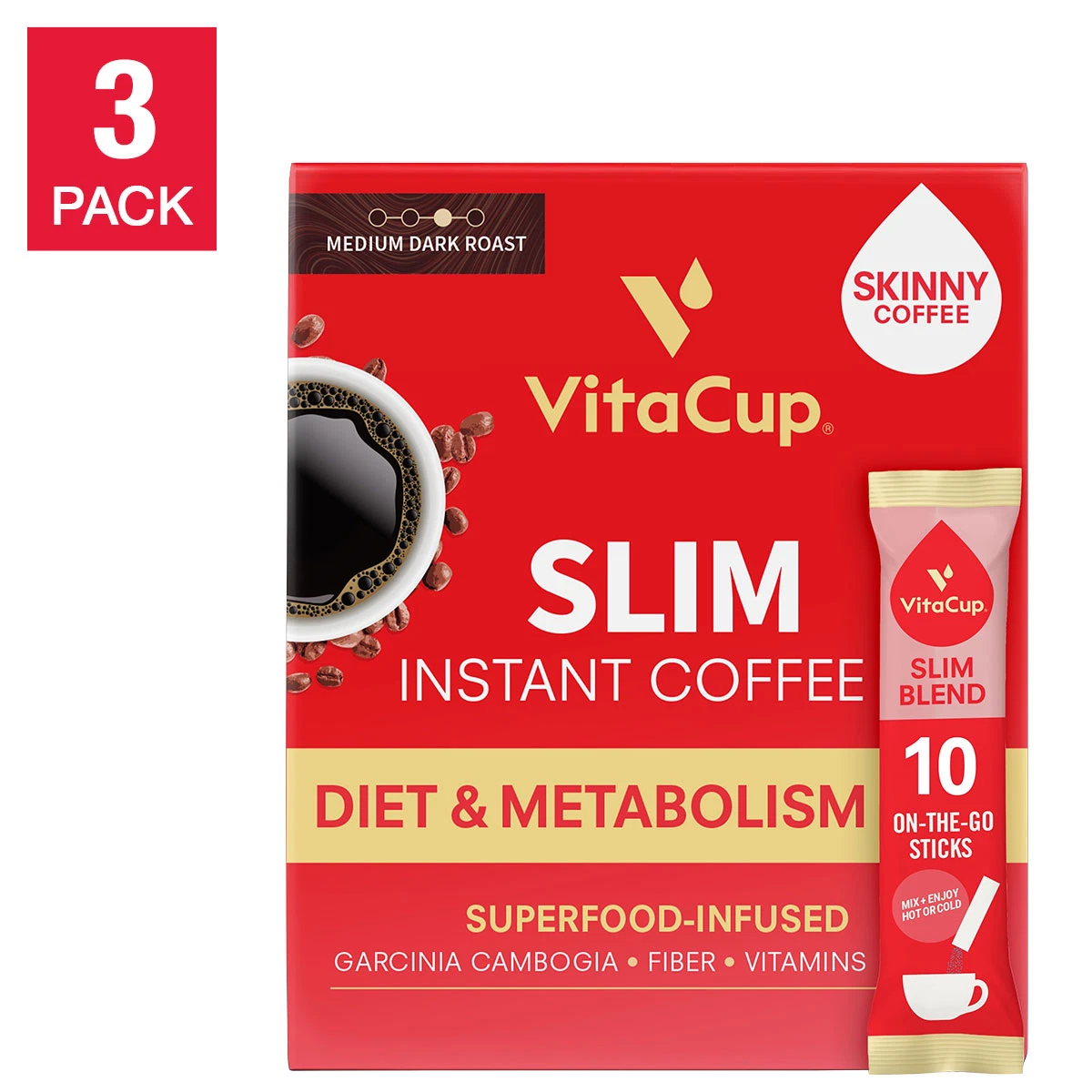 VitaCup Slim Blend Infused Coffee Pods, Medium Roast, 10