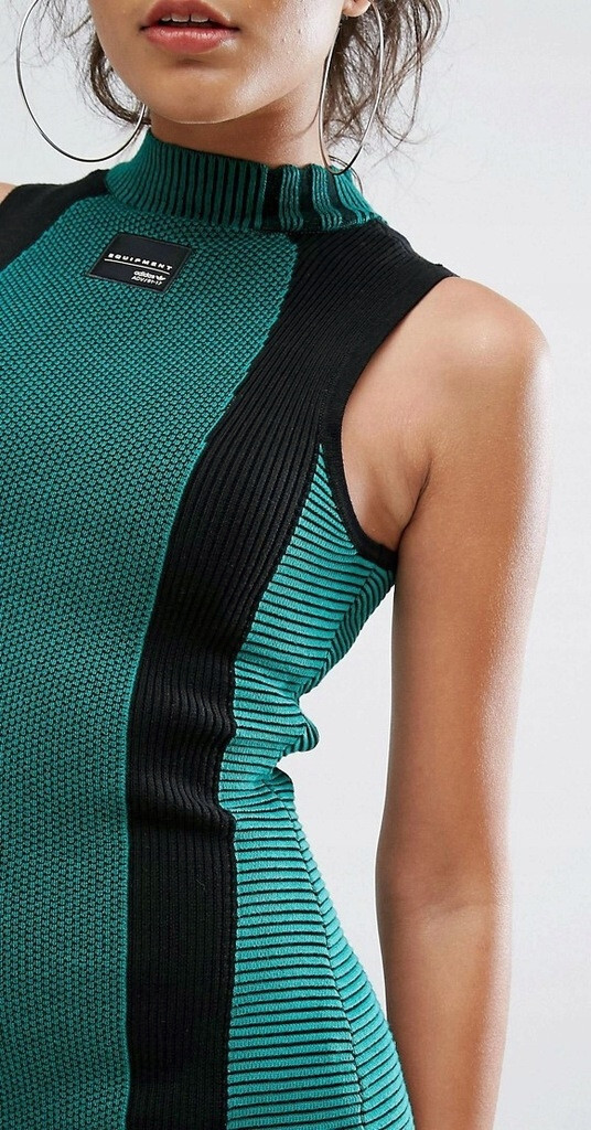 Adidas EQT ADV Dress Damen Strick Kleid Minikleid Long Pullover grün ...