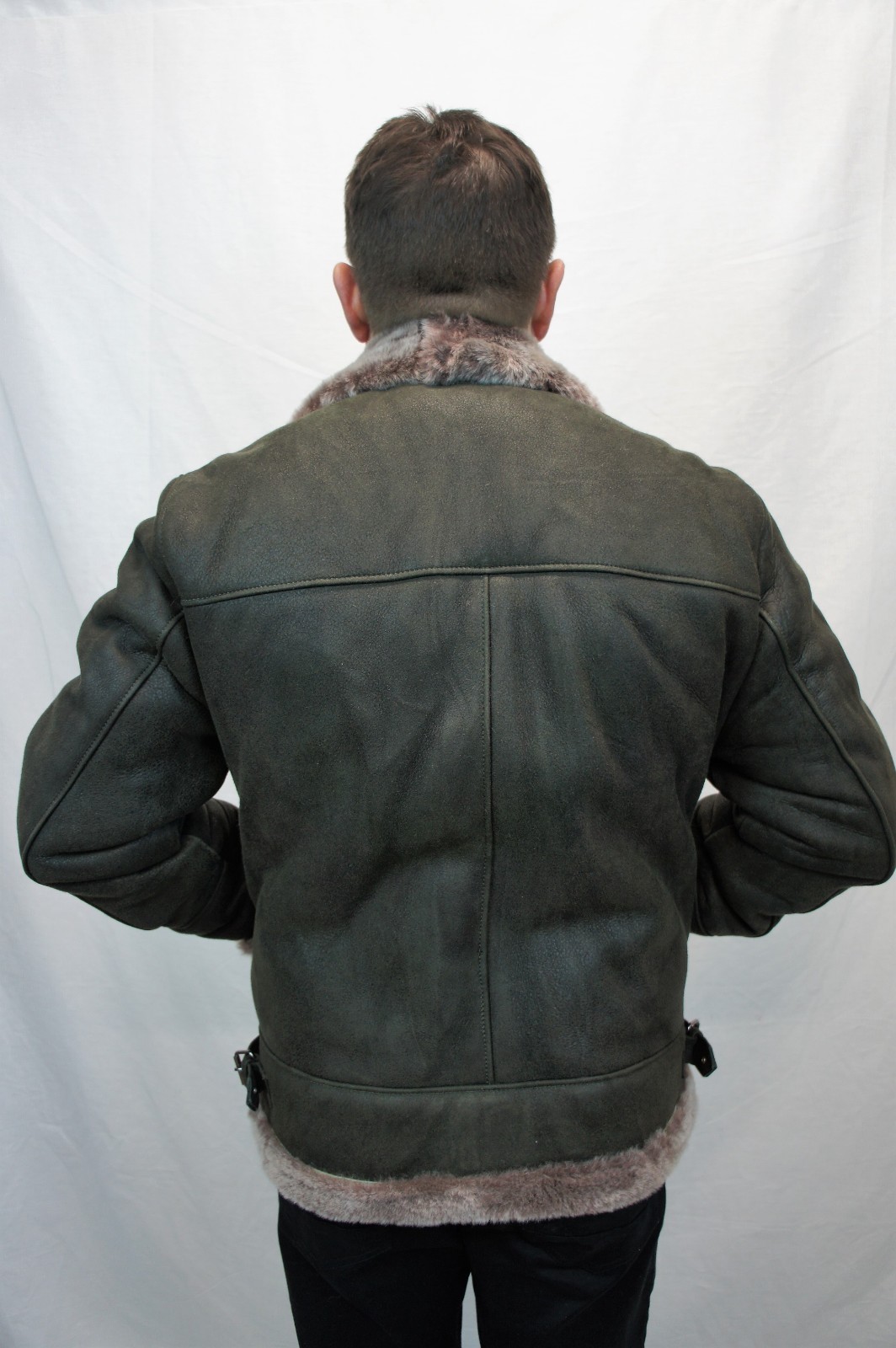 B3 Military Flight Men 100% Real Sheepskin Shearling Leather Bomber ...