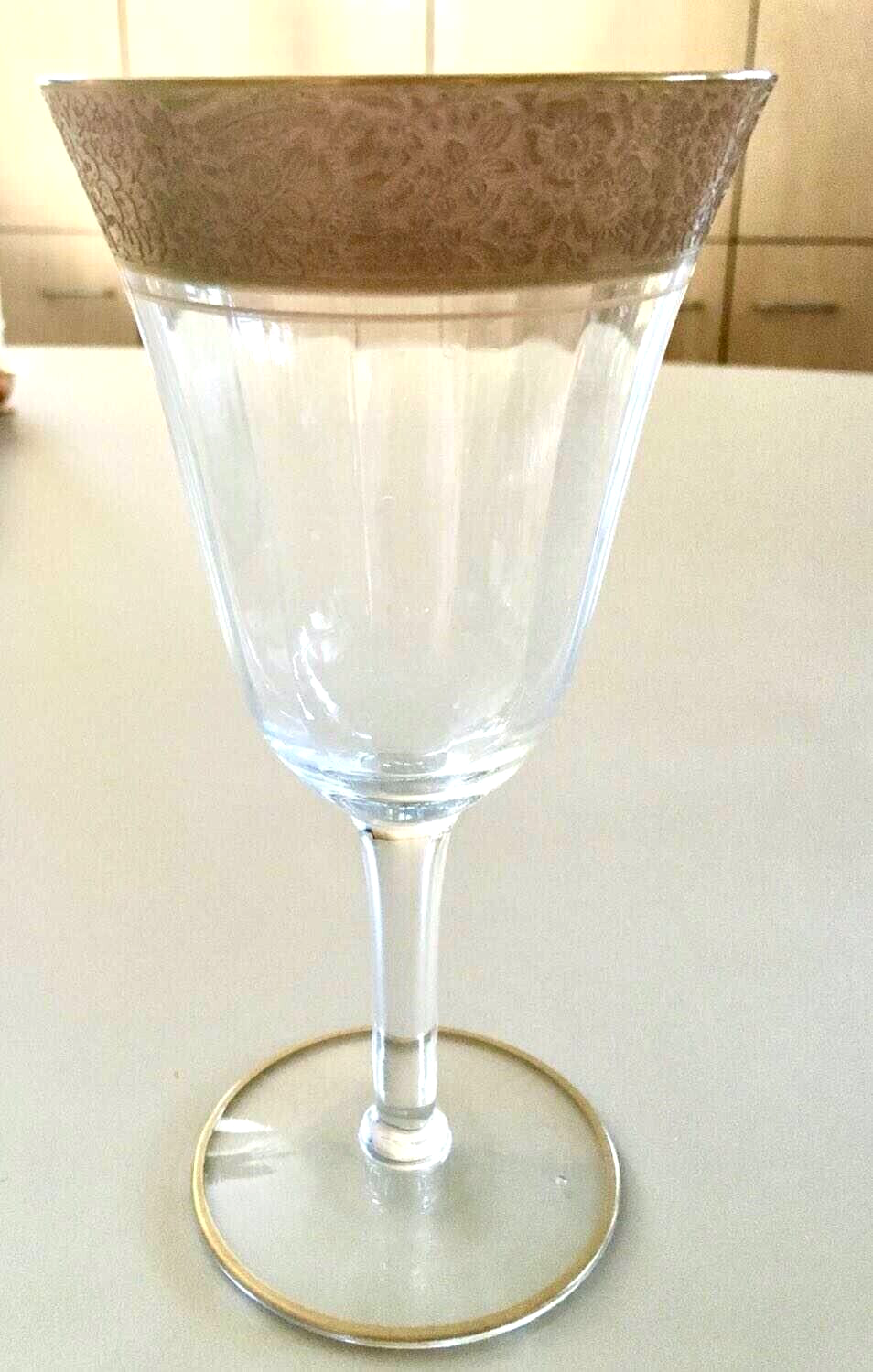 VINTAGE TIFFIN GOLD ENCRUSTED TRIM OPTIC GLASS RAMBLER ROSE WINE OR ...