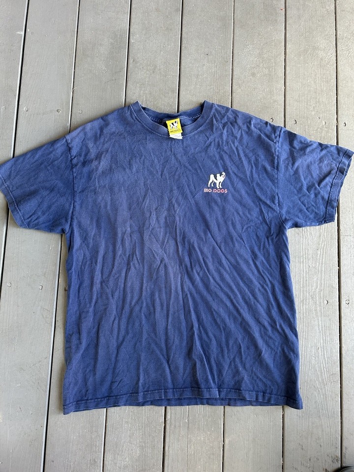 Y2k Big Dogs Blue Graphic Print Funny Dog Men's L Short Sleeve T-Shirt ...