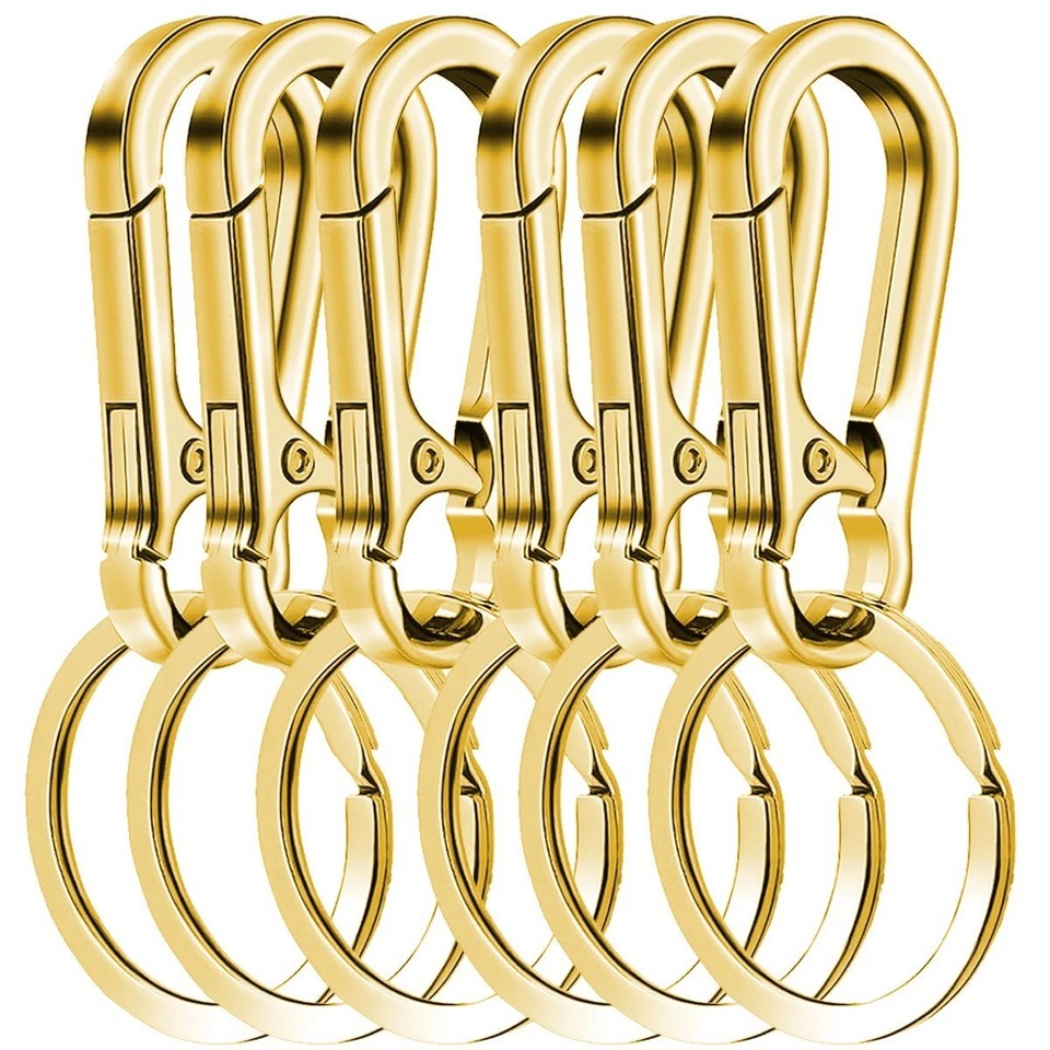 6 Metal Keychain Carabiner Clip Keyring Key Ring Chain Clips Hook ...