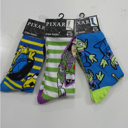 Disney Pixar Toy Story socks set three pair Buzz Lightyear/aliens size ...