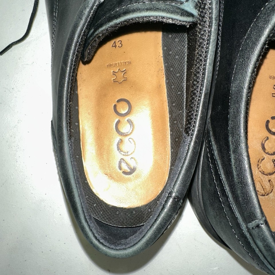 Ecco Shock Point Cap Toe Mens Size 9 (43 EU) Black Leather Shoes | eBay